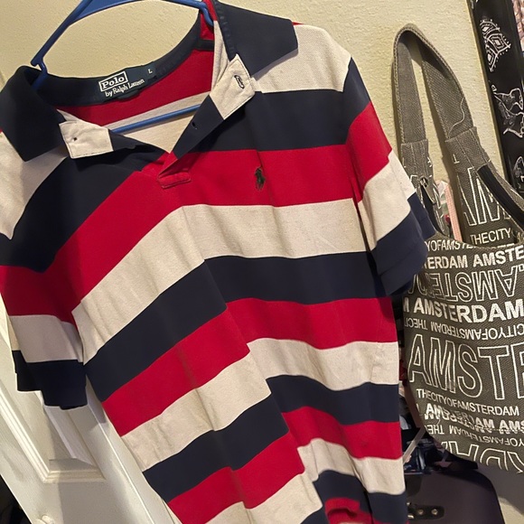 Polo Ralph Lauren | Shirts | Red White And Blue Striped Collared Large ...